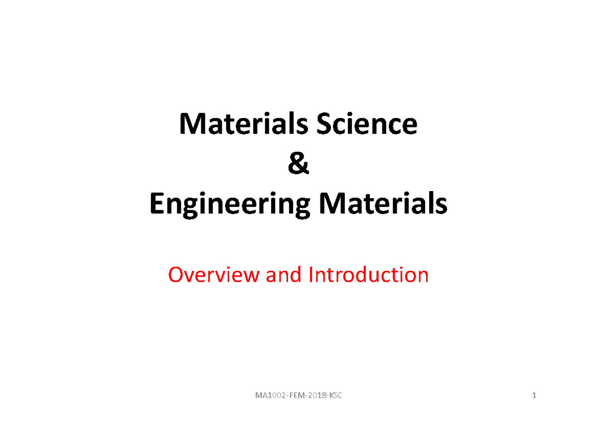 1-Overview Materials Engineering - Warning: TT: undefined function: 32 ...