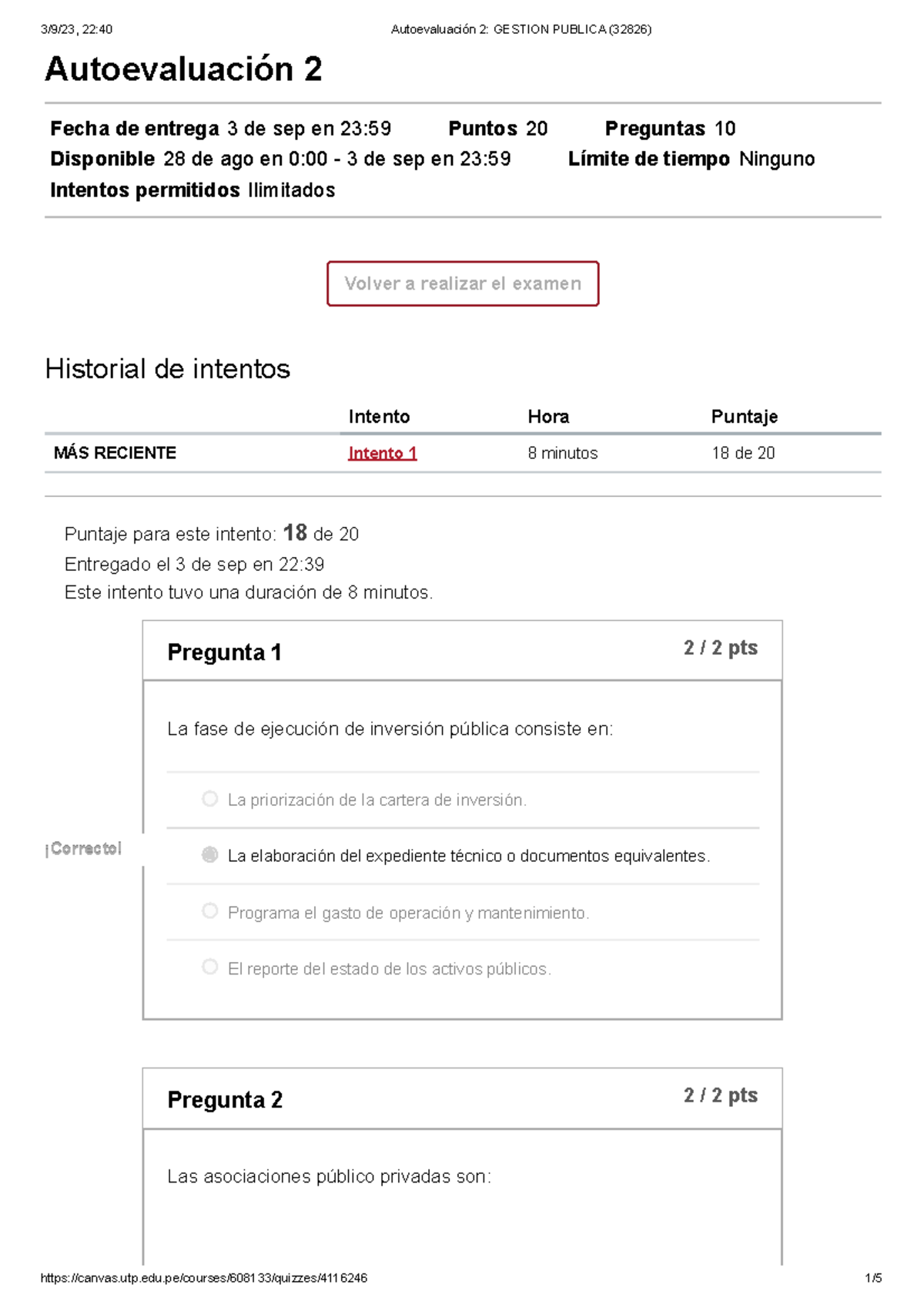 Autoevaluación 2 Gestion Publica (32826) - Autoevaluación 2 Fecha de entrega 3 de sep en 23:59 ...