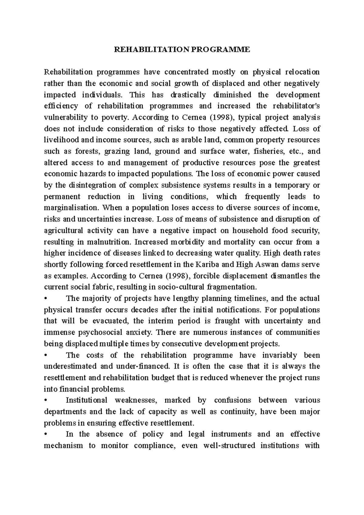 Rehabilitation Programme - REHABILITATION PROGRAMME Rehabilitation ...