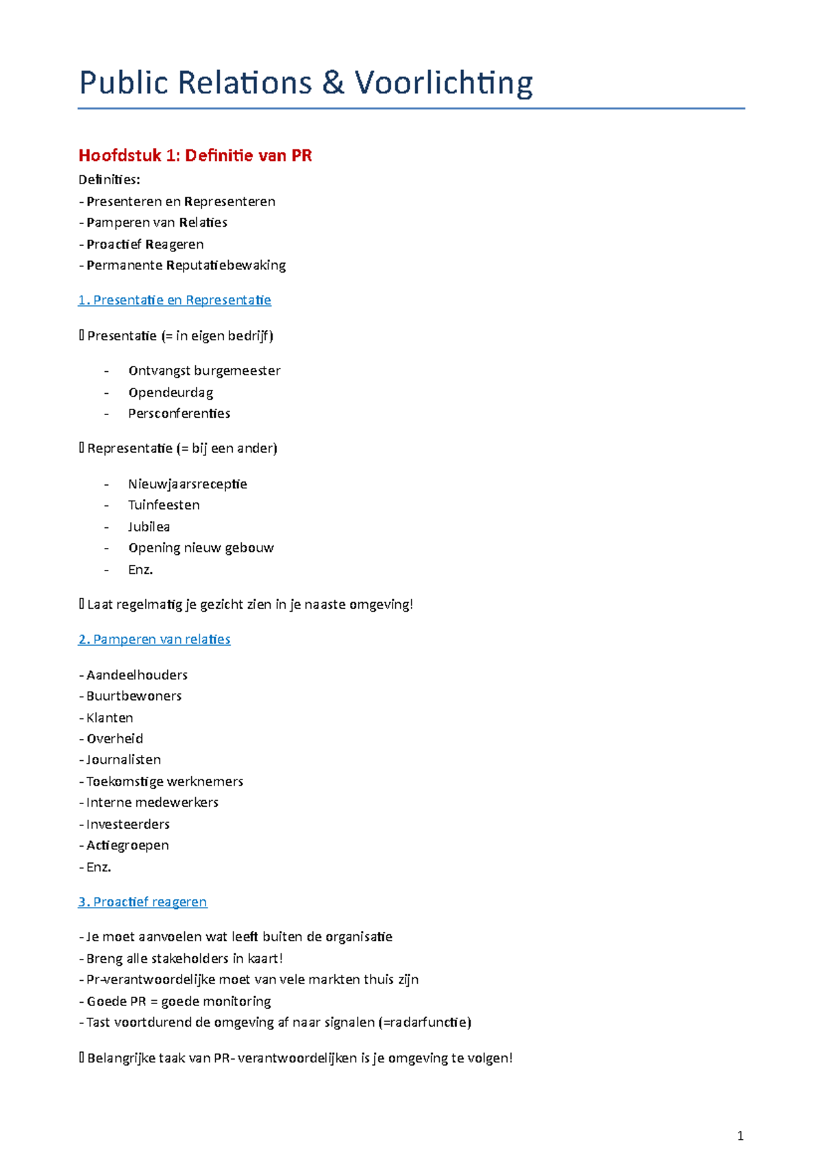 Public-Relations - Public Relations & Voorlichting Hoofdstuk 1: Definitie van PR Definities ...