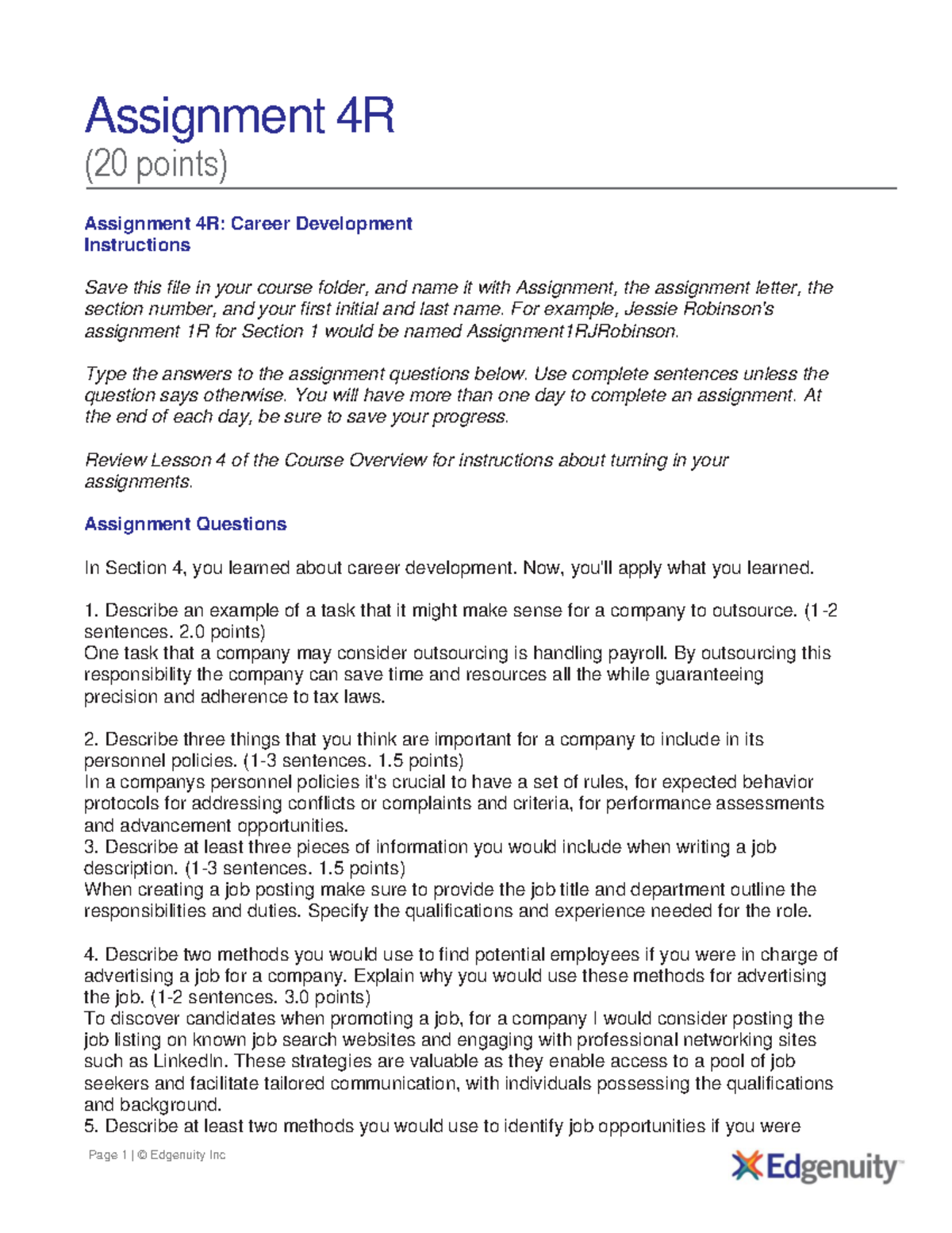 bussness jjjjjjj - Page 1 | © Edgenuity Inc Assignment 4 R ( 2 0 points ...
