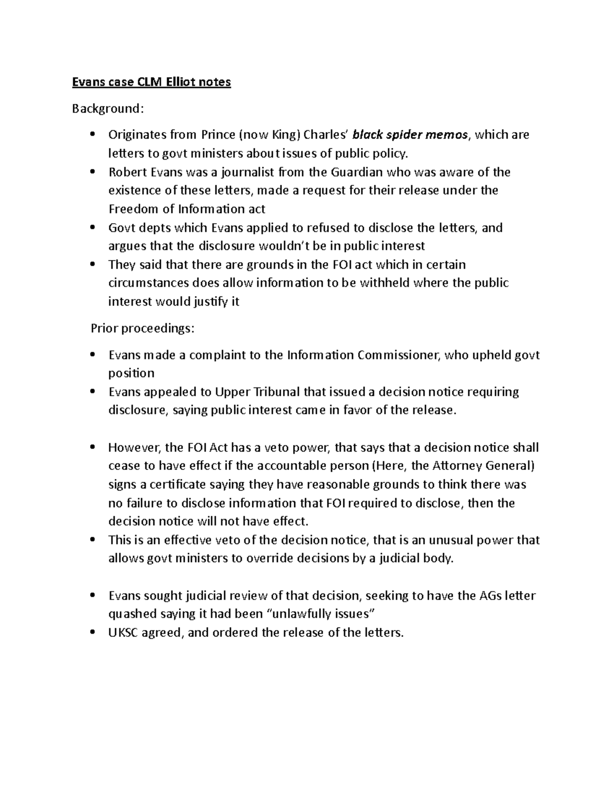 Evans case CLM Elliot notes (Week 5) - Evans case CLM Elliot notes ...