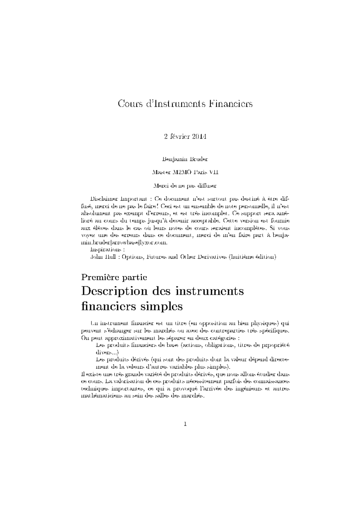 Instruments financiers - Cours d'Instruments Financiers 2 février 2014 ...