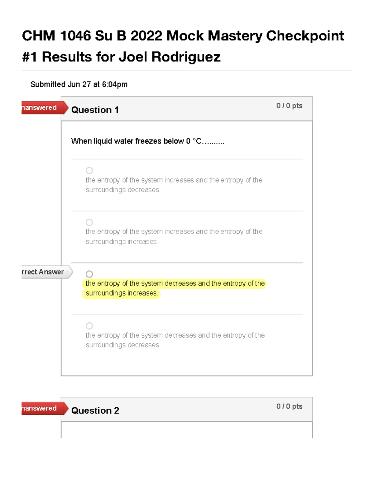 Mastery Check Point 1 Review - CHM 1046 Su B 2022 Mock Mastery ...