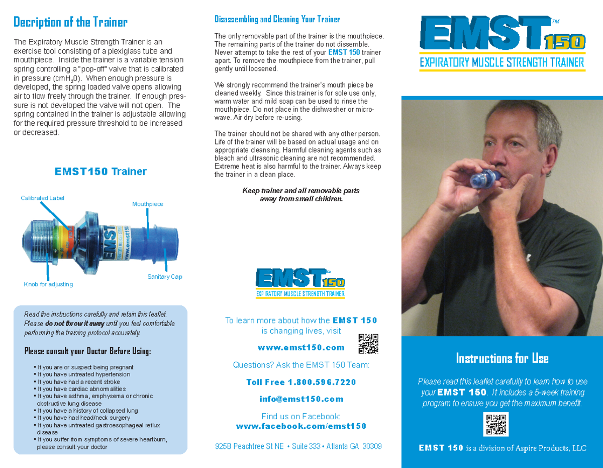 EMST-150-Brochure - EMST - Instructions for Use Please read this ...