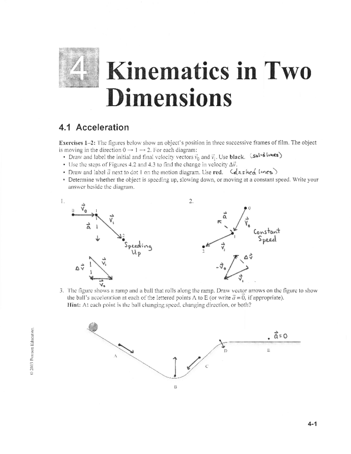 4 - Calc work 3 - Kinematics in Two Dimensions 4 Acceleration Exercises ...