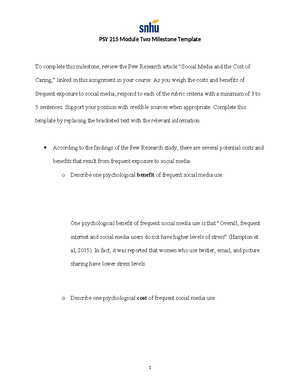 Psy 315 module 2 short paper - Kelliann Waddell Smalley Southern New ...