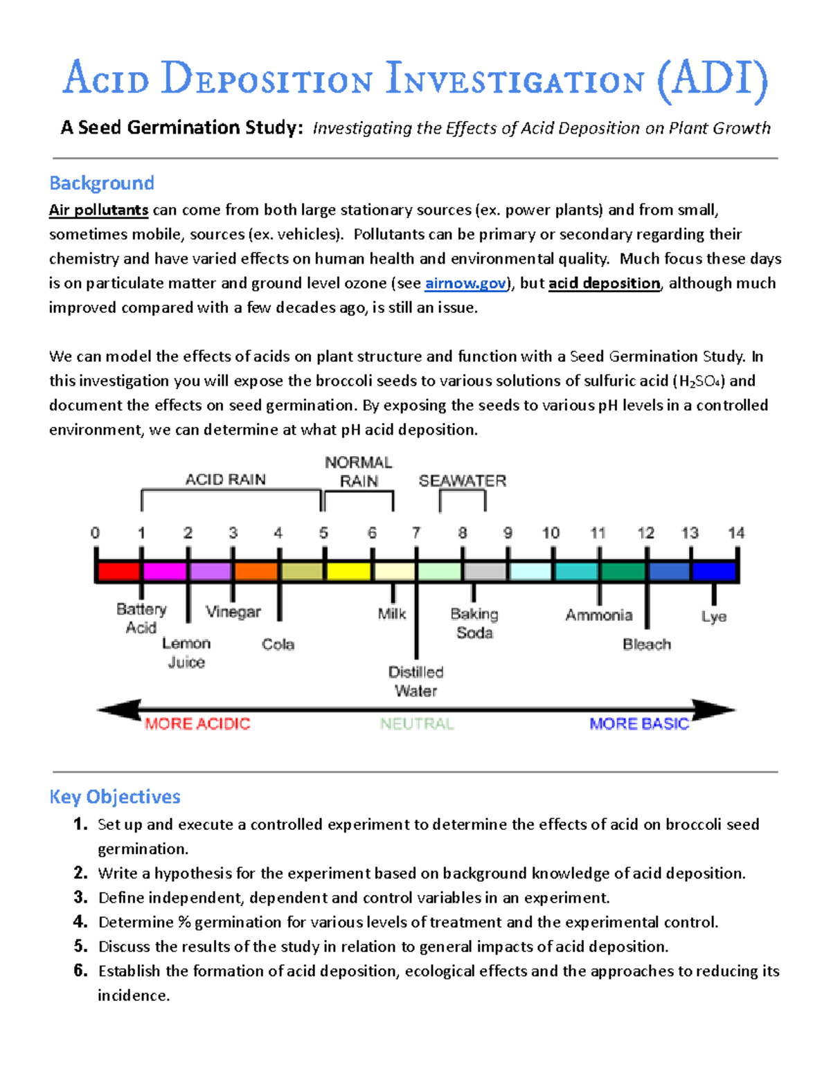 Acid Deposition Investigation (ADI)- A Seed Germination Study - Acid ...