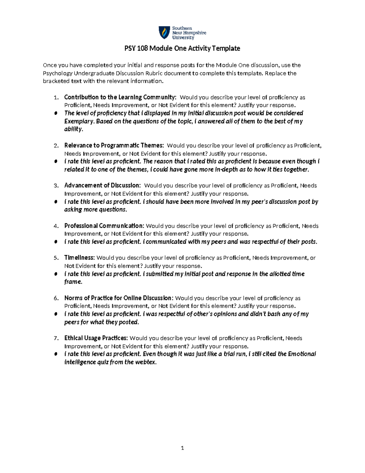 PSY 108 Activity Template (Module One) - PSY 108 Module One Activity ...