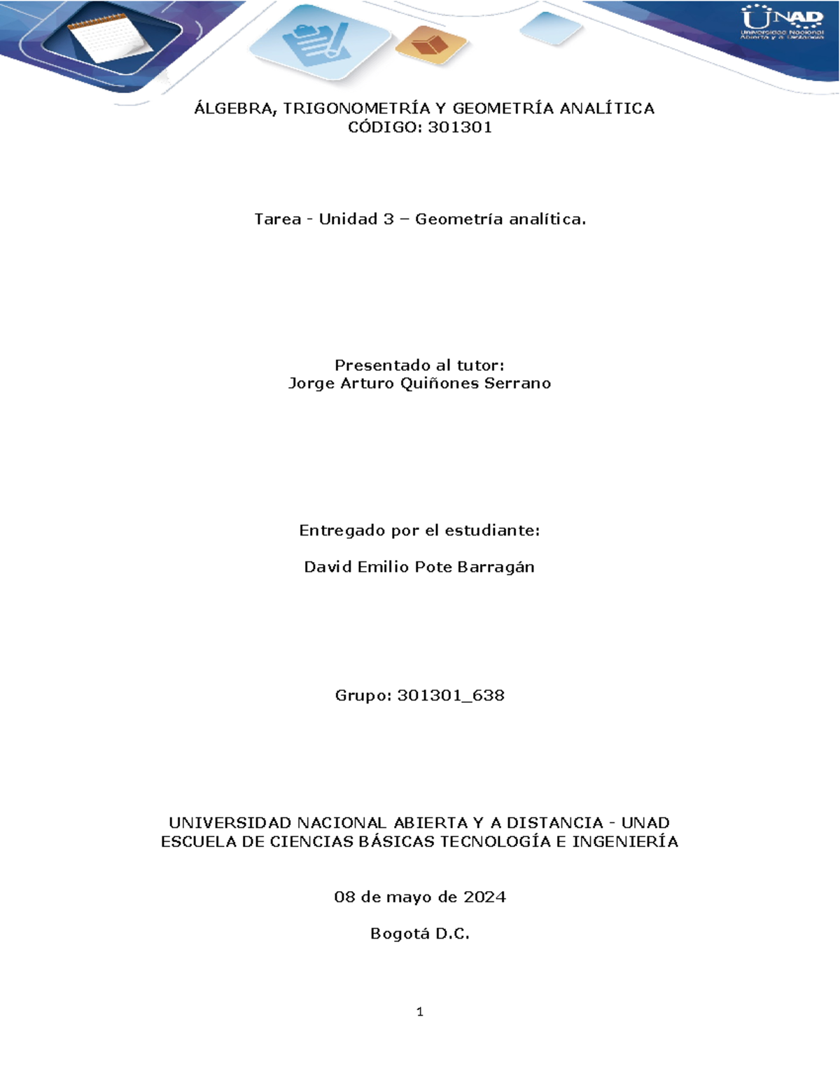 301301 638 David Pote Tarea 3 - ÁLGEBRA, TRIGONOMETRÍA Y GEOMETRÍA ...