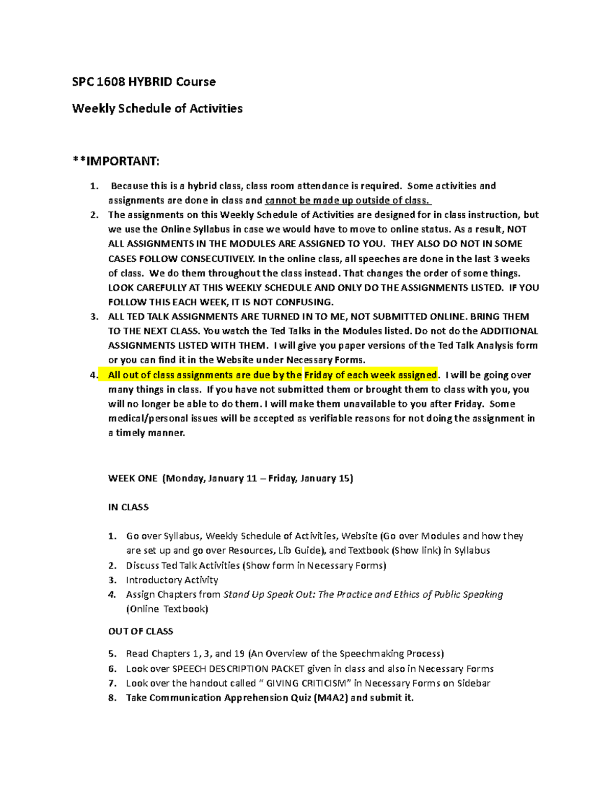 Editedspc 1608scheduleof Activities 2021 - SPC 1608 HYBRID Course ...