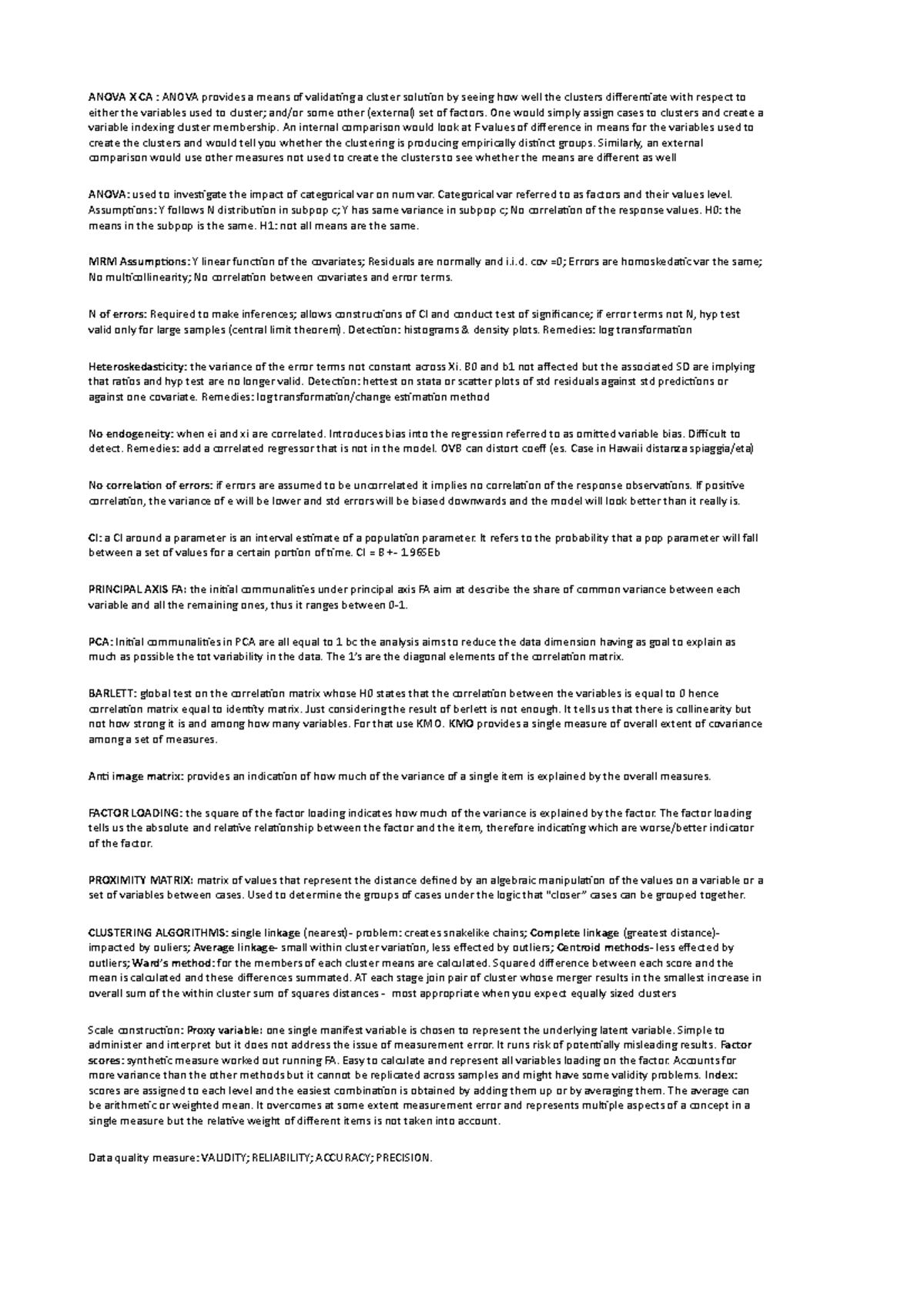 Definitions application - ANOVA X CA : ANOVA provides a means of validaing a cluster soluion by ...