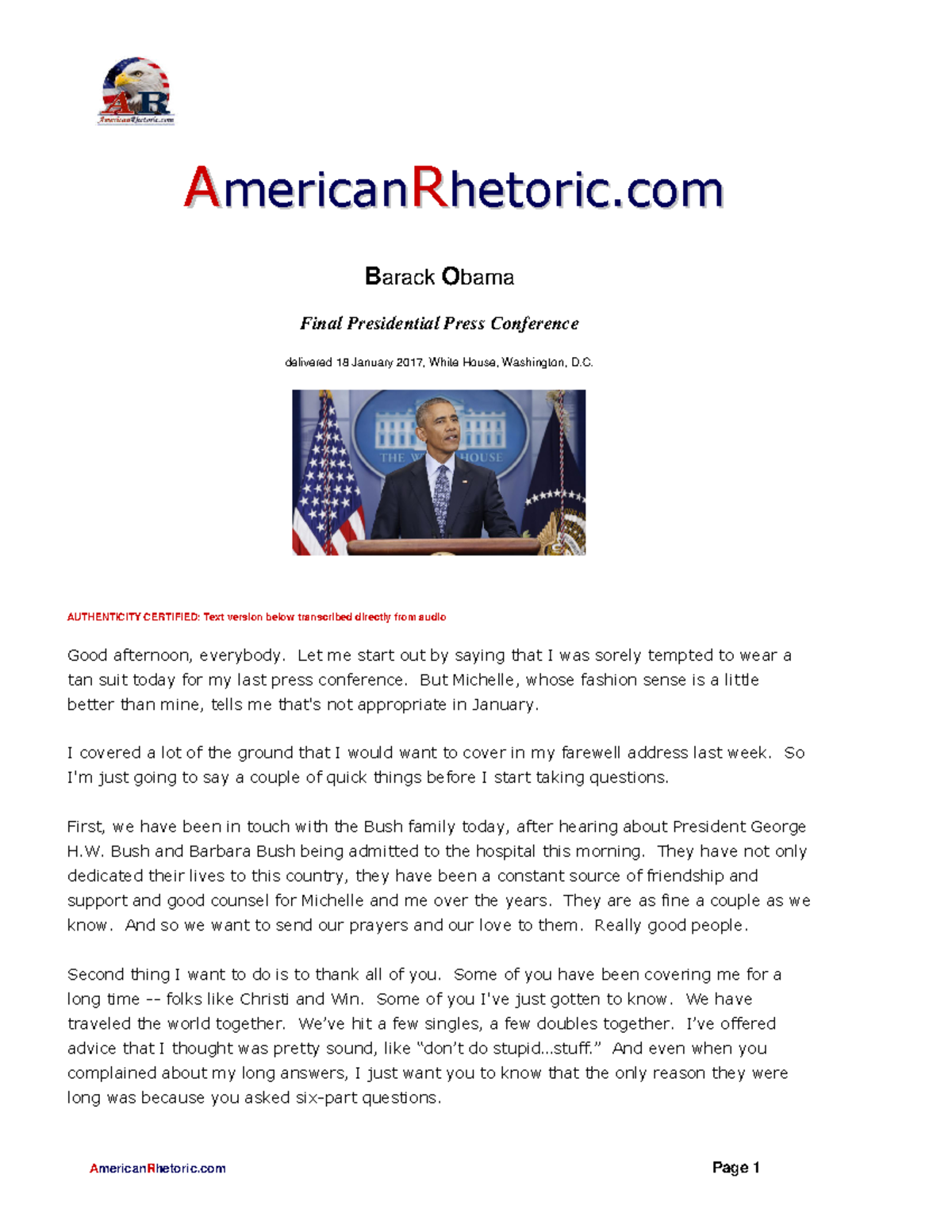 Barack Obama - Final Press Conference - B arack O bama Final ...