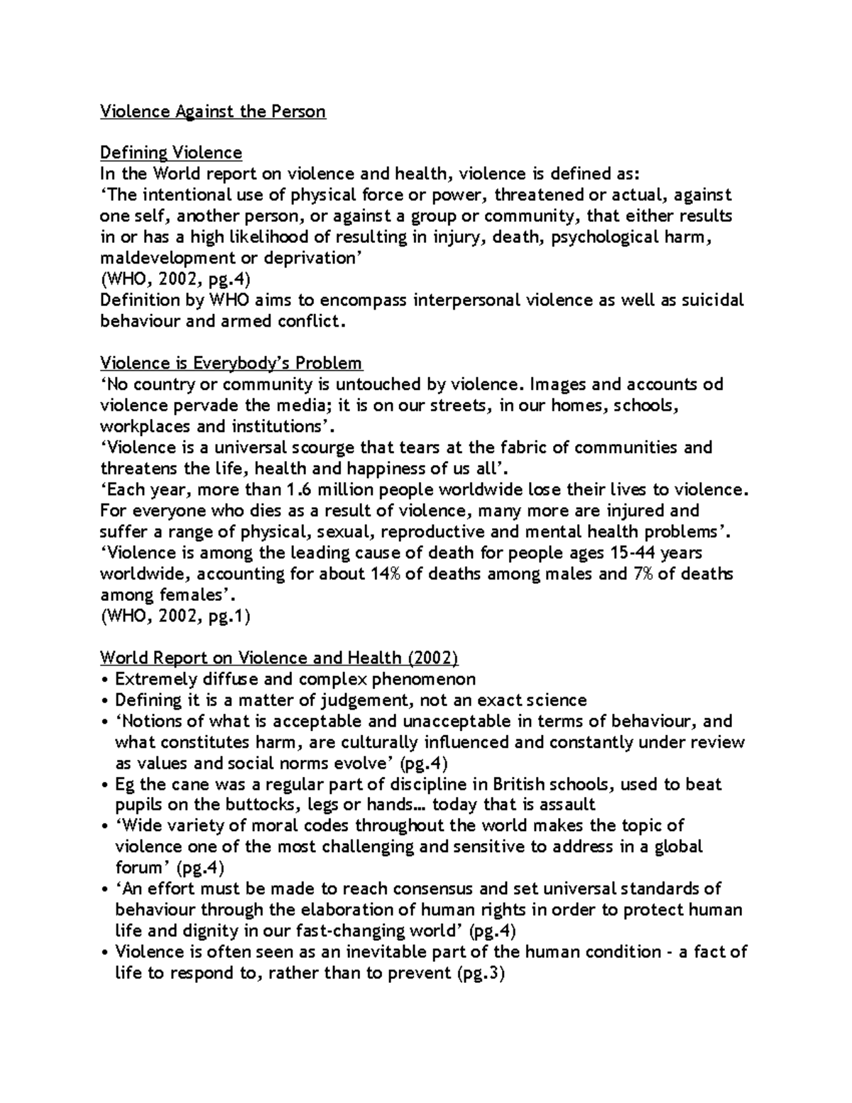 Violence Against the Person - Violence Against the Person Defining ...