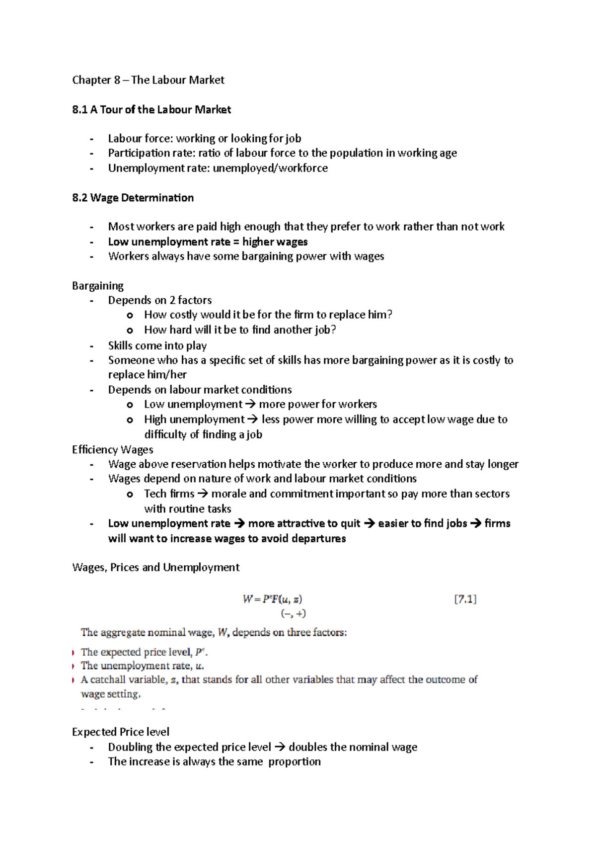 Chapters 8 and 9 - notes - Chapter 8 – The Labour Market 8 A Tour of ...