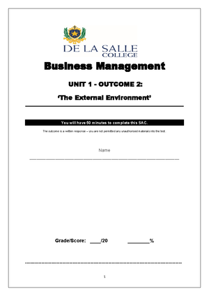 12BM - U3 AOS1 SAC (practice 1) - 2023 - VCE Business Management – Unit ...