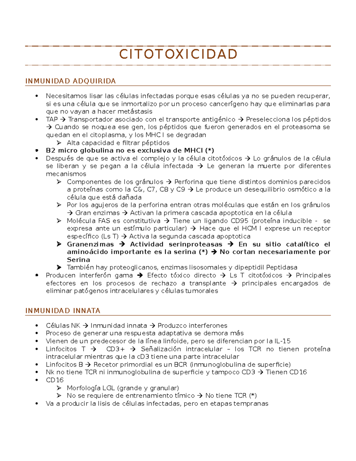 Citotoxicidad - Apuntes 11 - C I T O T O X I C I D A D INMUNIDAD ...