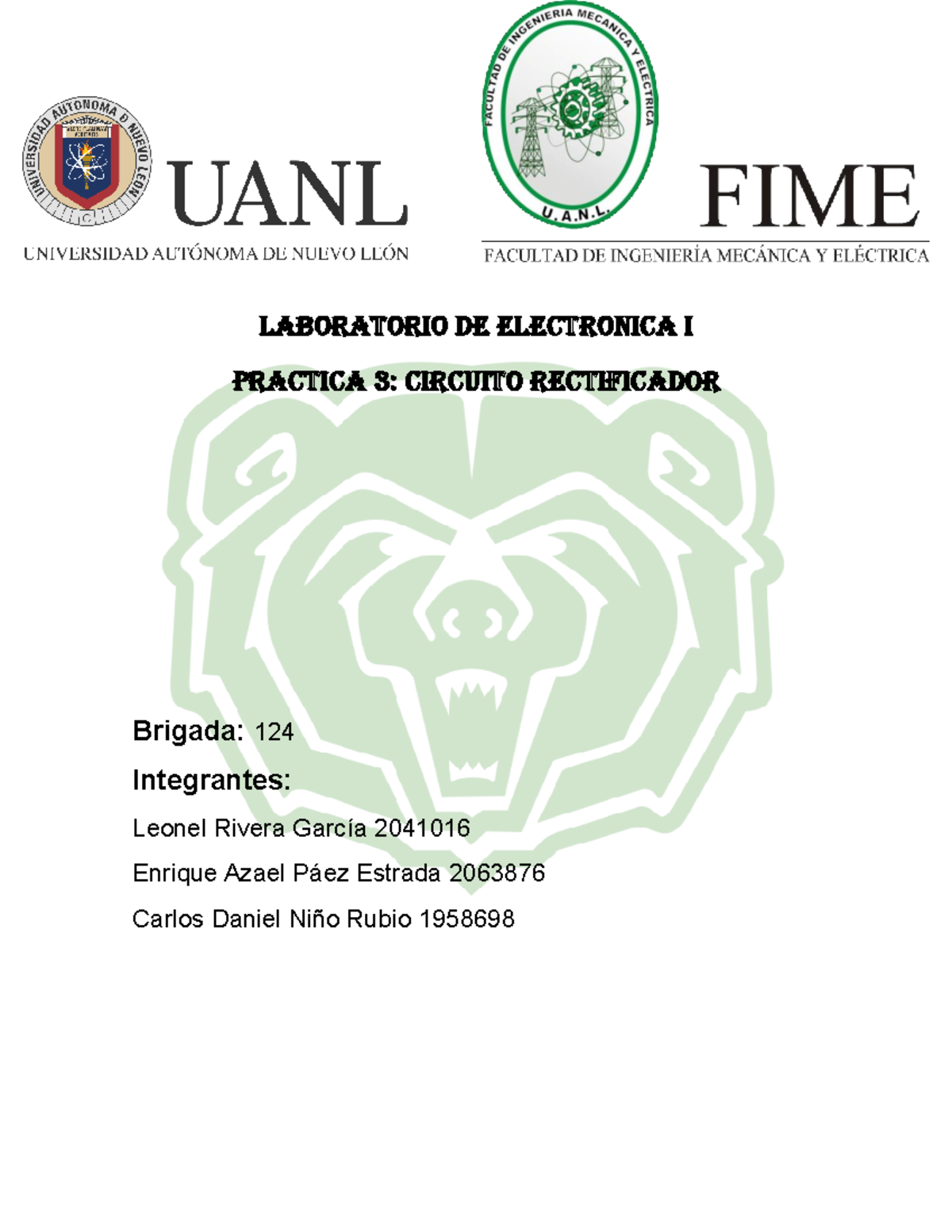 Practica 3 Laboratorio DE Electronica - LABORATORIO DE ELECTRONICA I ...