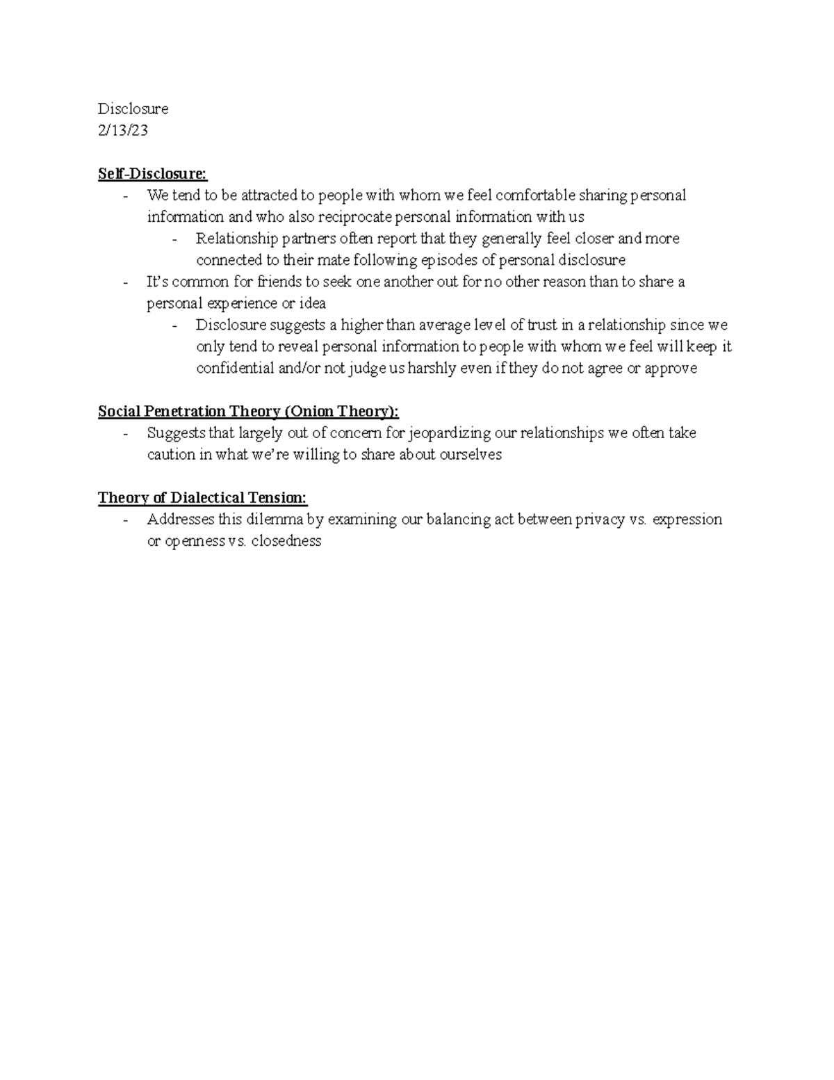 Disclosure - expression or openness vs. closedness - Studocu