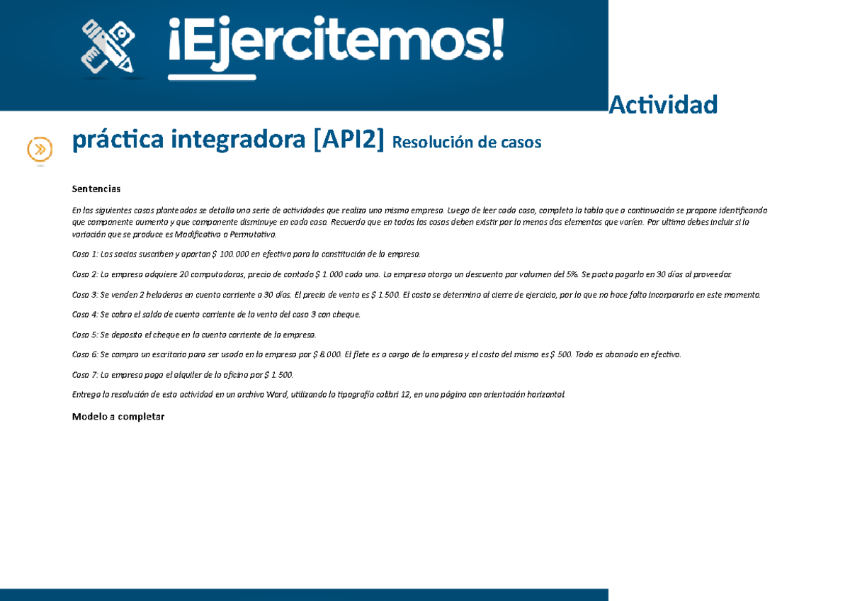 Actividad 4 M2 modelo - Actividad práctica integradora [API2] Resolución de casos Sentencias En ...