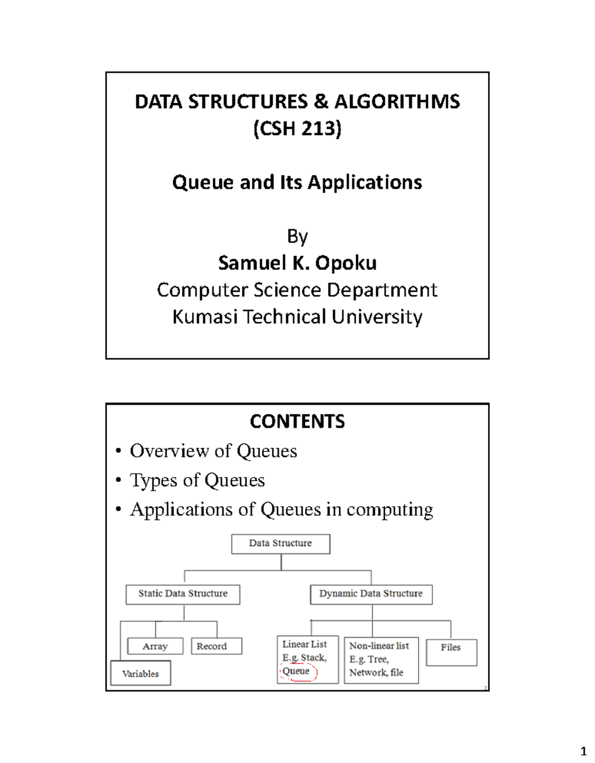 CSH 213 Day 04 - Data structures note for 3rd year Day 4 - DATA STRUCTURES & ALGORITHMS (CSH ...