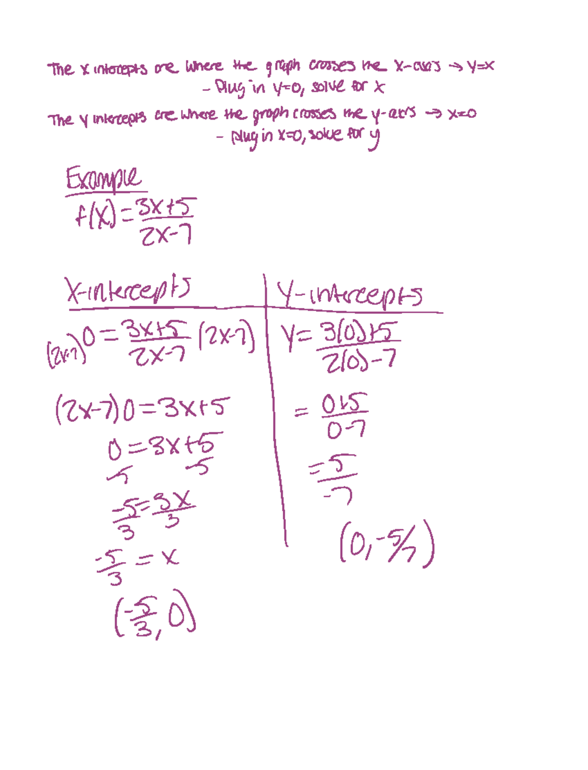 Rational Functions Wawrzyniak Lecture Notes And Practice Problems The X Intercepts Are Where