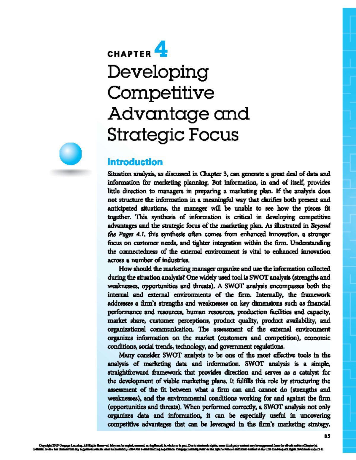 CHAP 4 Ferrel AND Hartline Developing Competitive Advantage - CHAPTER 4 Developing Competitive ...