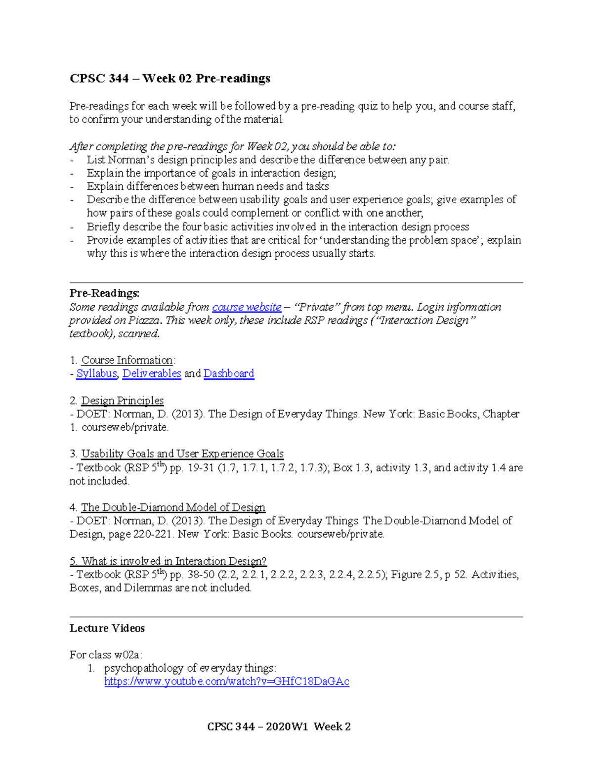 W02 prereading - PRe reading - CPSC 344 – 2020W1 Week 2 CPSC 344 – Week ...