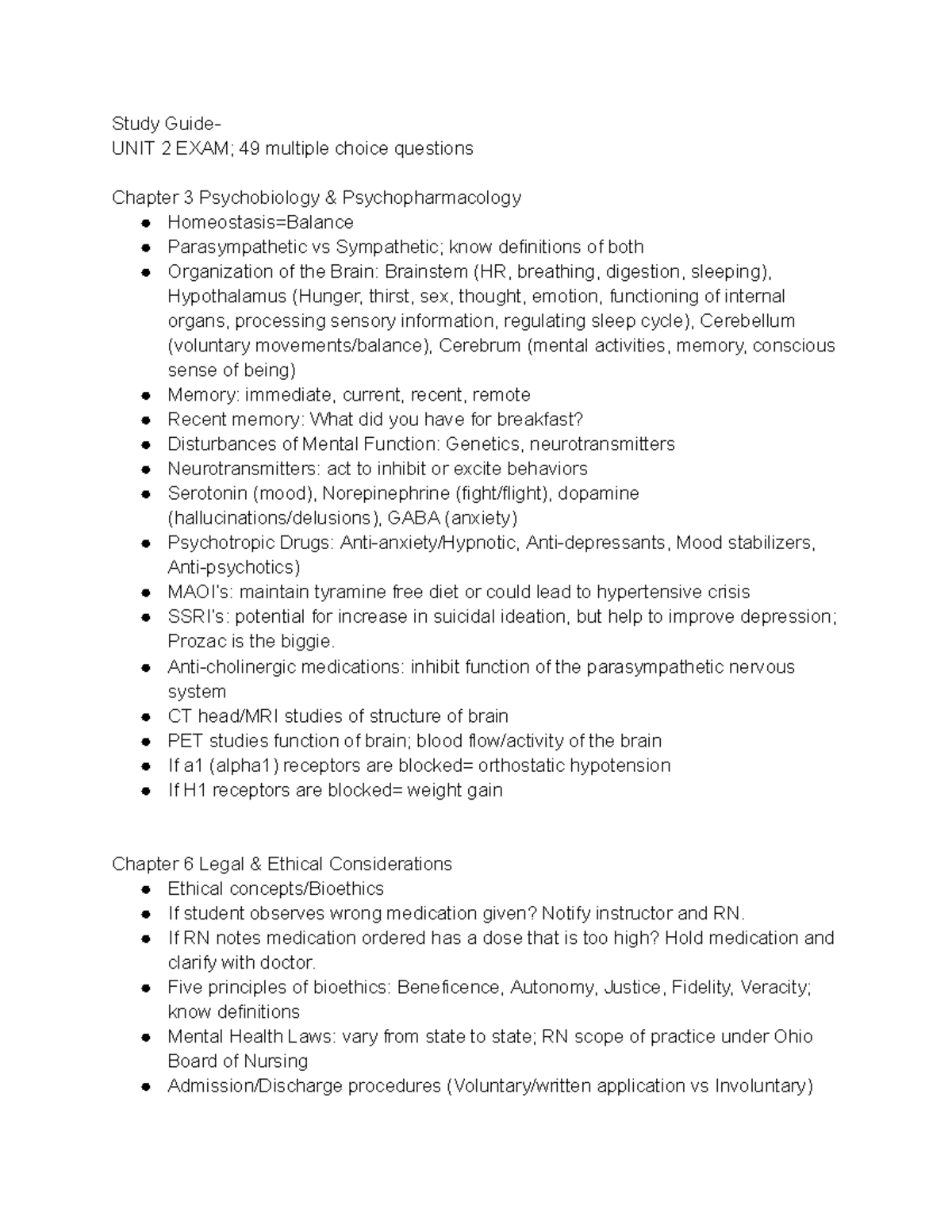 Study+Guide-Exam+%232 - Study Guide- UNIT 2 EXAM; 49 multiple choice ...