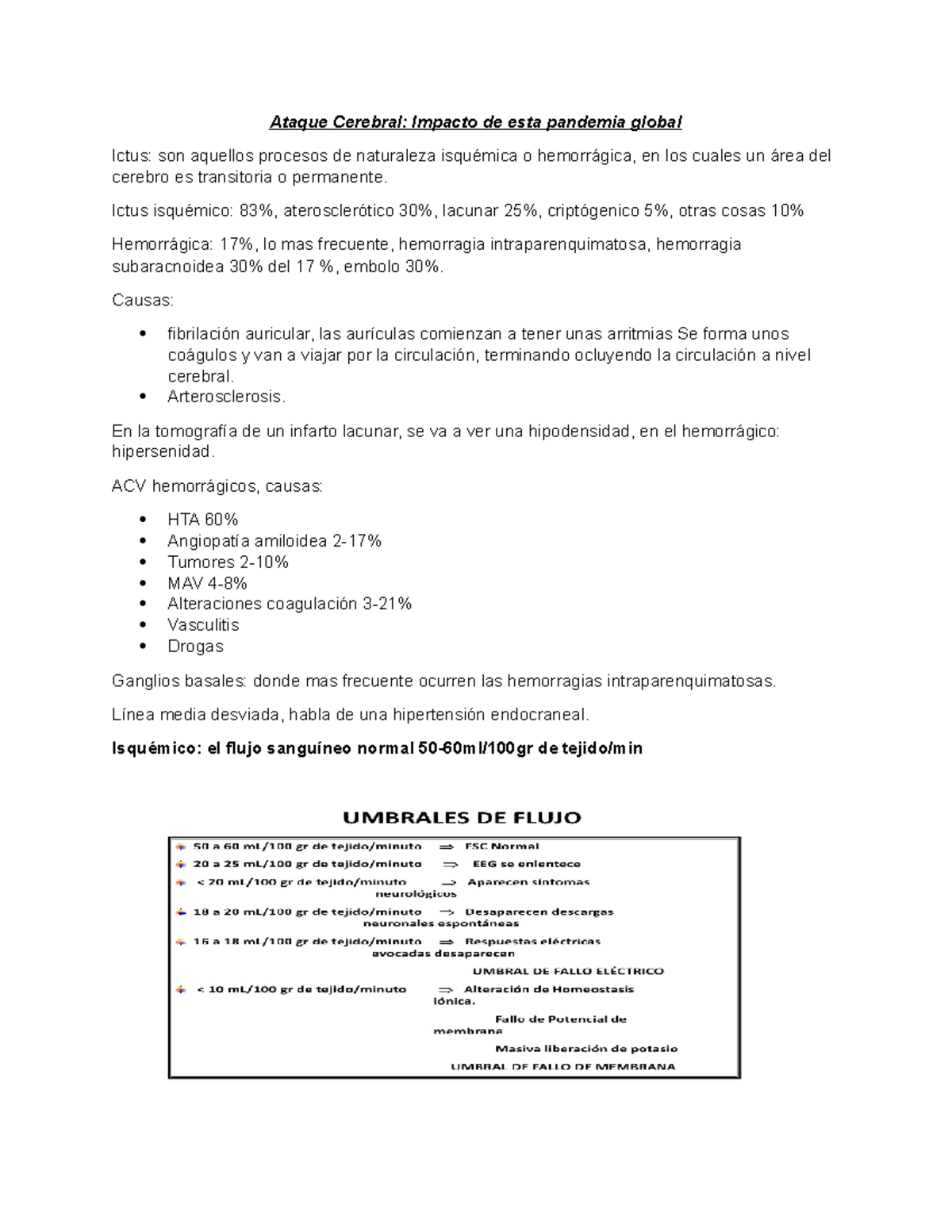 Resumen de tema ACV - Neurocirugía - UASD - Studocu