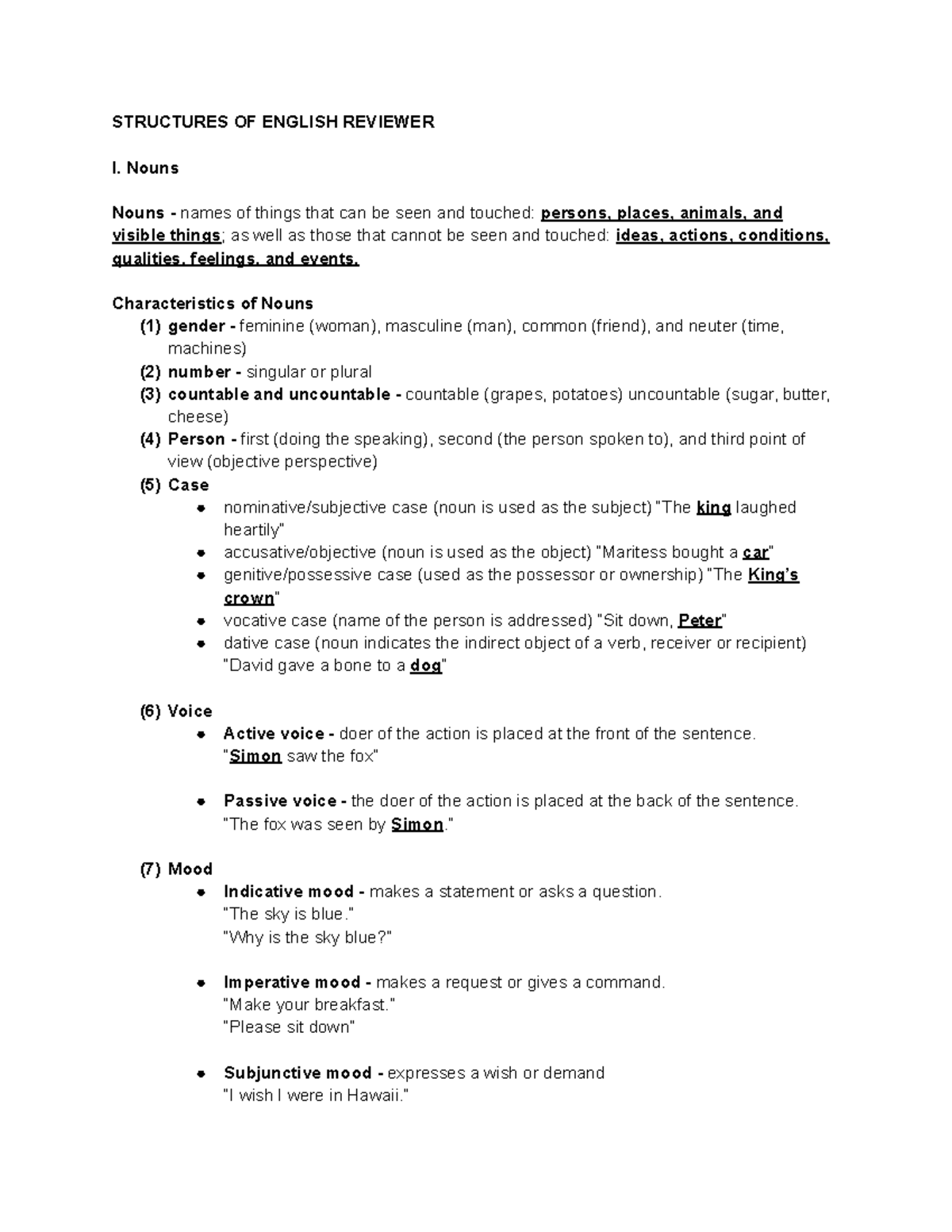 Structures OF English Reviewer - STRUCTURES OF ENGLISH REVIEWER I ...