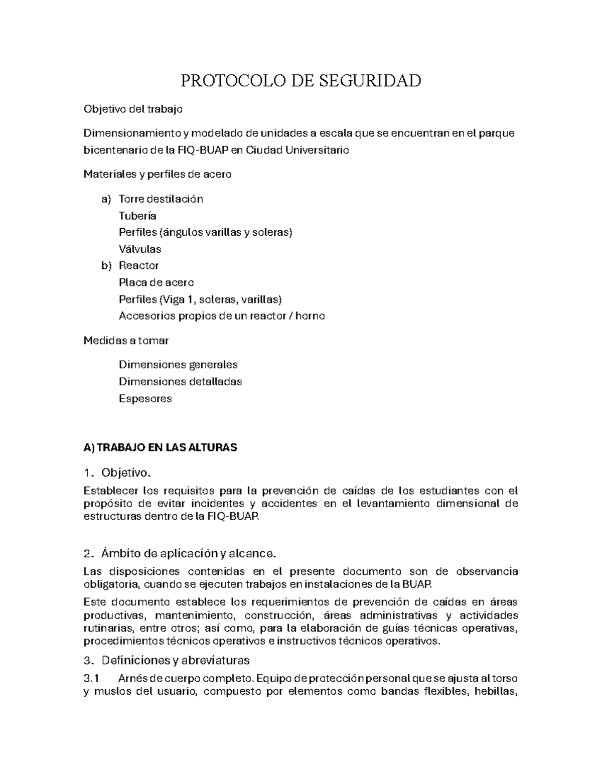 Protocolo DE Seguridad - PROTOCOLO DE SEGURIDAD Objetivo del trabajo Dimensionamiento y modelado ...