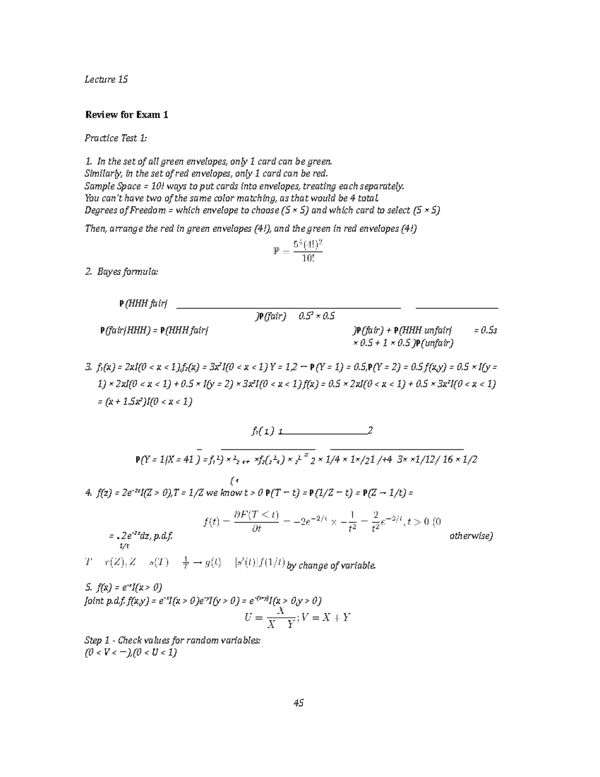 Review for Exam 1 Practice Test 1 - Lecture 15 Review for Exam 1 ...
