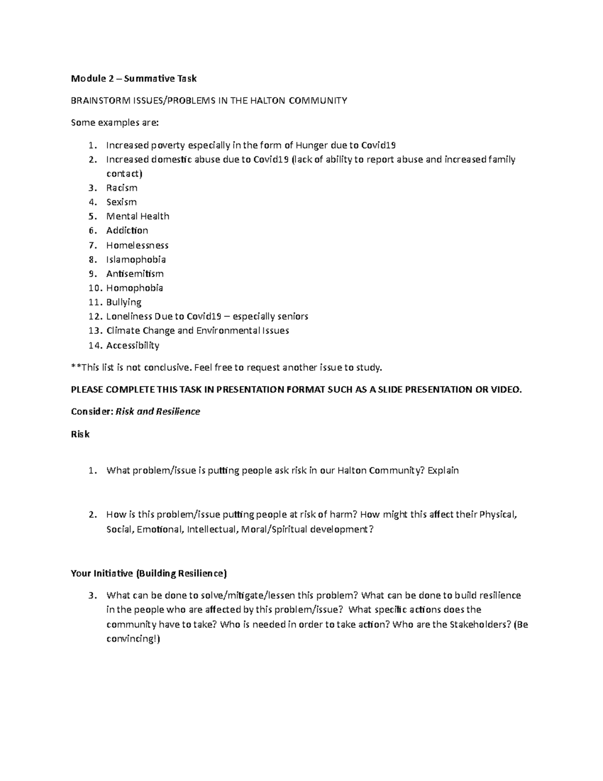 HHG4M - Module 2 - Simplified Summative Task - Module 2 – Summative ...