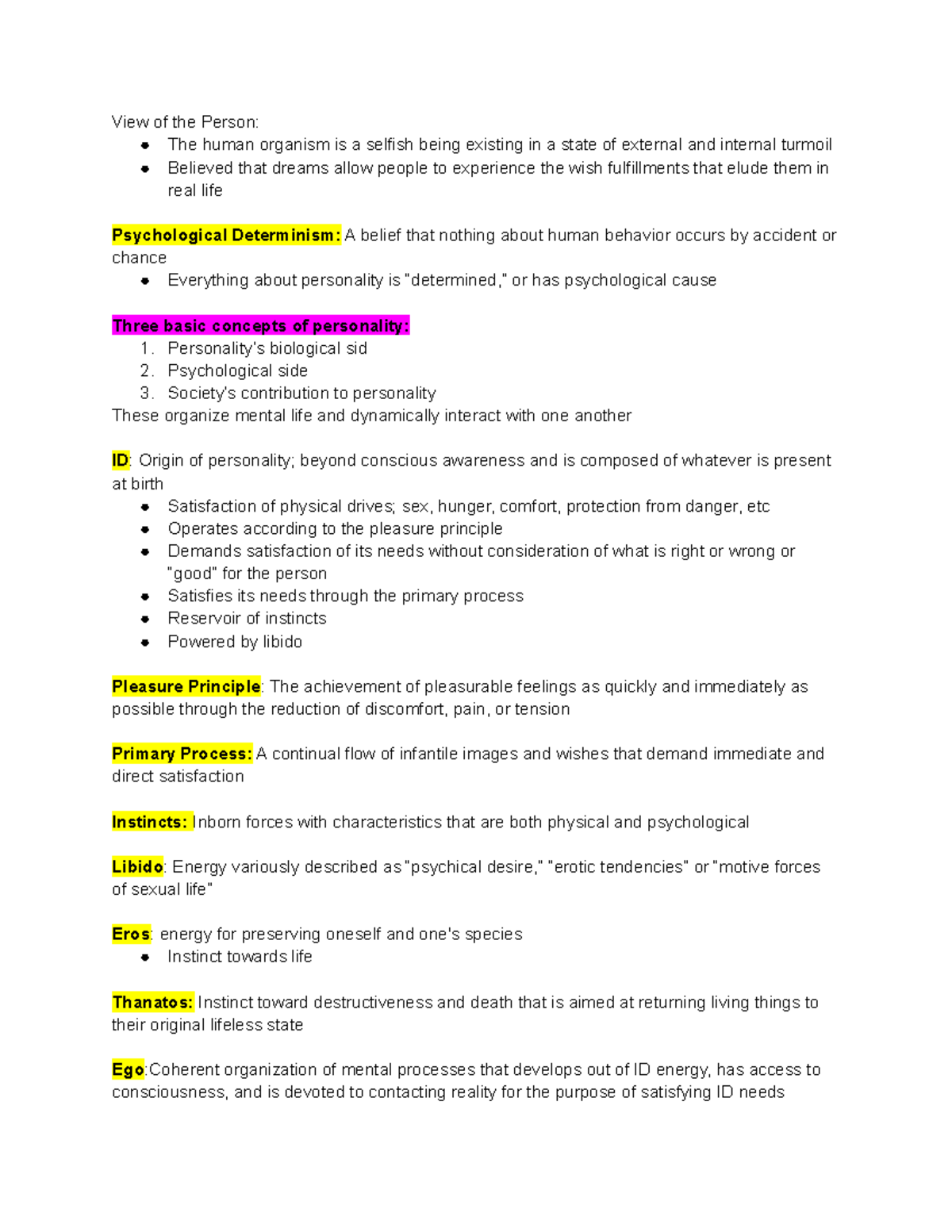 Ch2 Sigmund Freud - Summary Personality Theories - View of the Person ...
