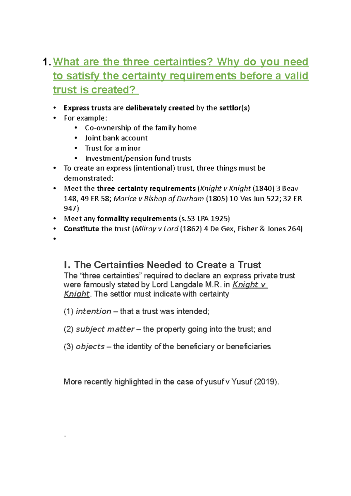 Some Equity Three Certainties Notes - 1. What are the three certainties ...