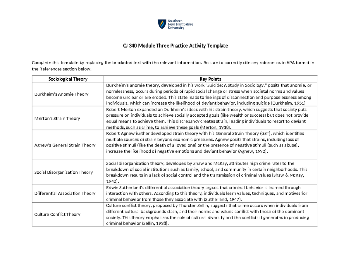 CJ 340 Module Three Practice Activity Template - CJ 340 Module Three ...