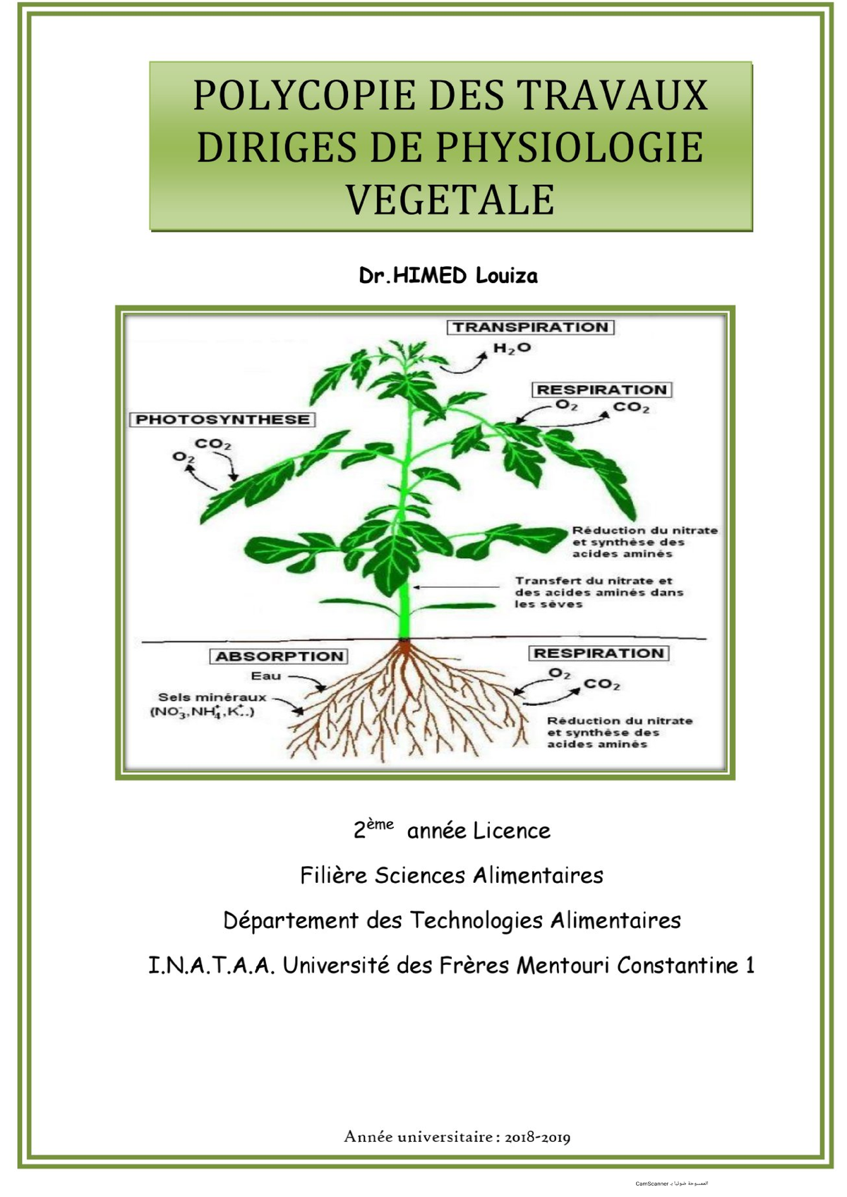 TD-Physiologie-Vegetale - Biologie Générale - Studocu