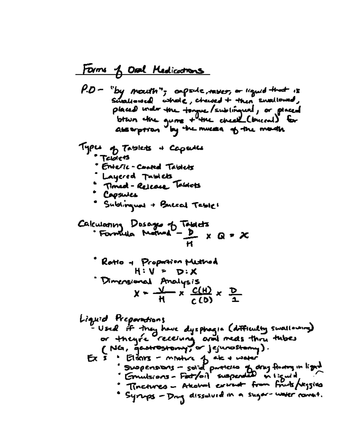 Drug Calc - Oral and Injectable Meds Video Notes - Forms of Oral ...