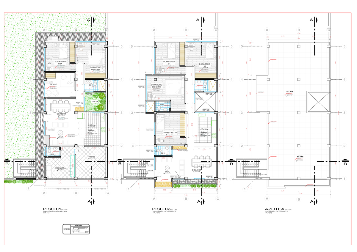Plano Arquitectonico - PISO 02ESC. 1/ PLANTEAMIENTO DE DISTRIBUCION NPT ...