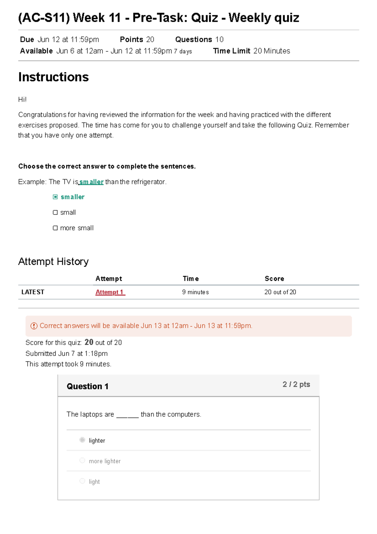 (AC-S11) Week 11 - Pre-Task Quiz - Weekly quiz Ingles III (30826) - (AC-S11) Week 11 - Pre-Task ...