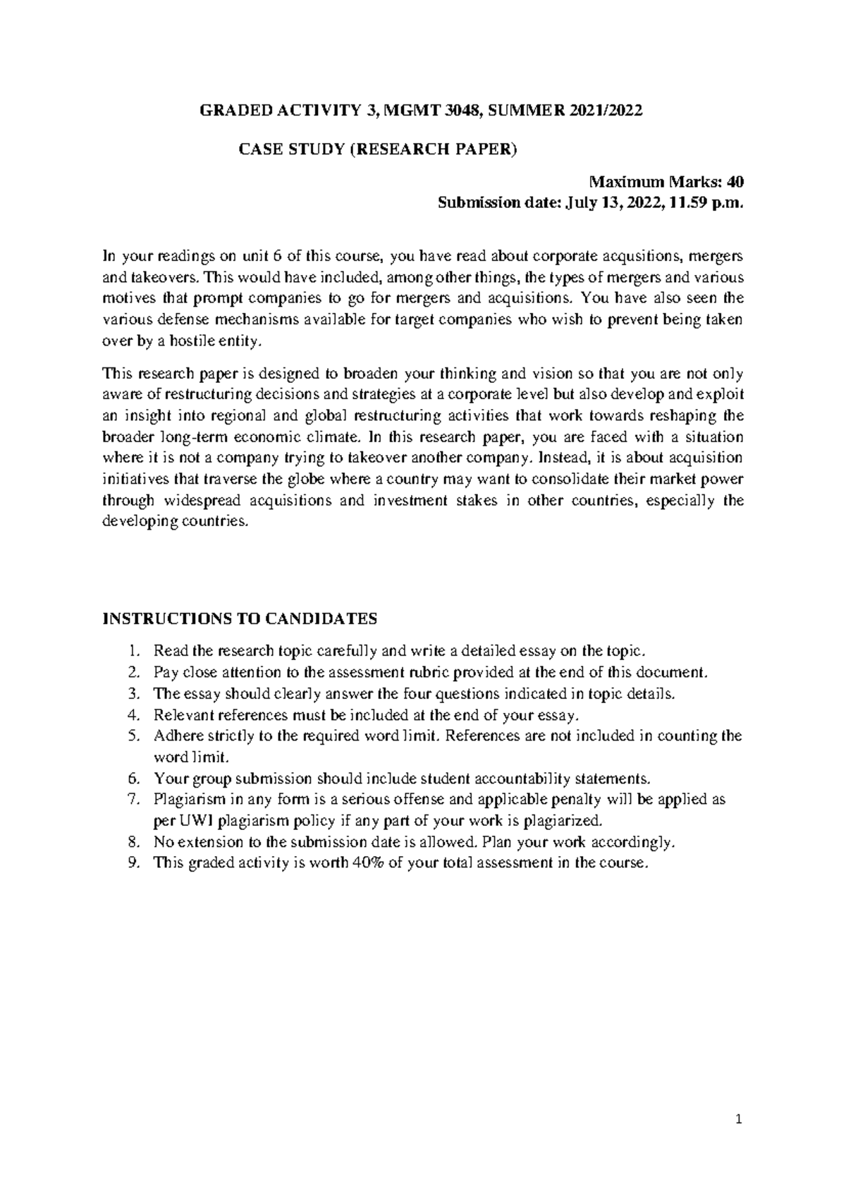 Research Project (R) - None - GRADED ACTIVITY 3, MGMT 3048, SUMMER 2021 ...