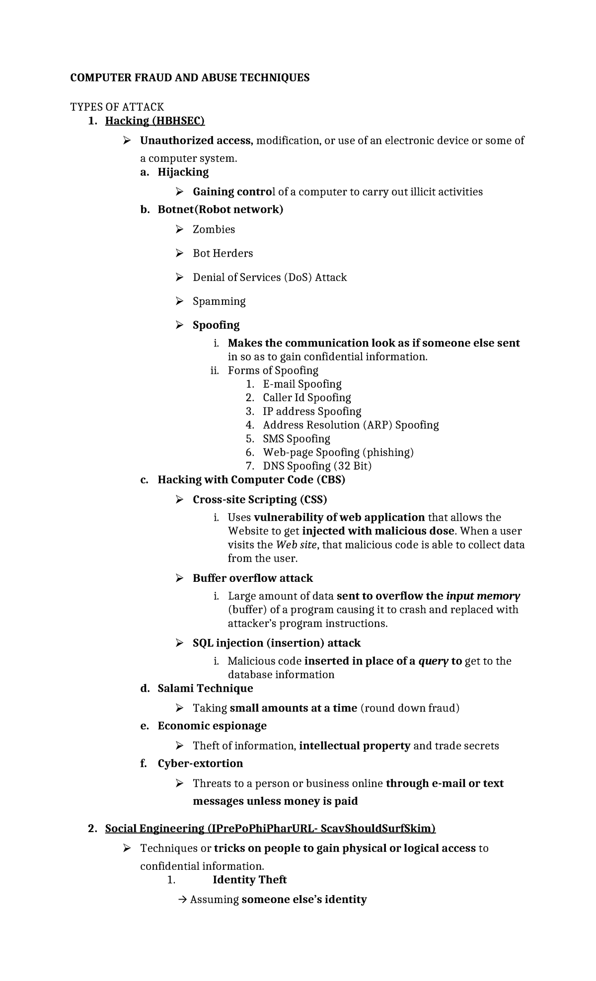 AIS-PRE- Final - COMPUTER FRAUD AND ABUSE TECHNIQUES TYPES OF ATTACK 1 ...