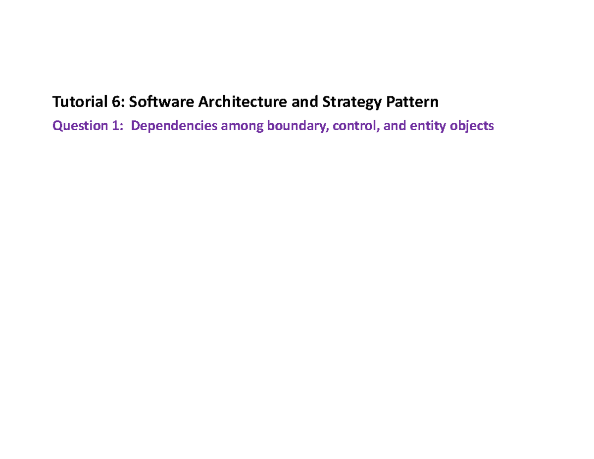 Tutorial 6 slideshow - Tutorial 6: Software Architecture and Strategy ...