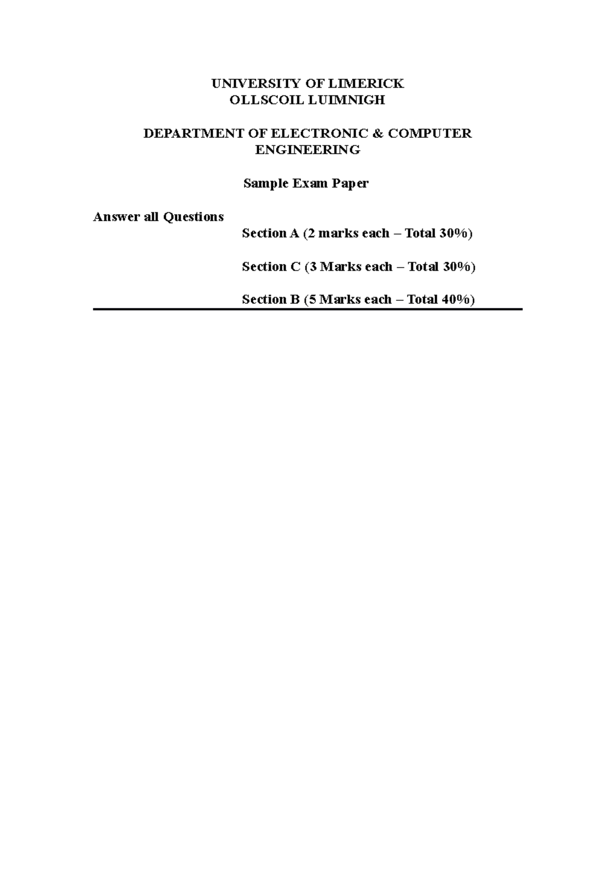 Computer Networks Sample 1 Exam paper - UNIVERSITY OF LIMERICK OLLSCOIL ...