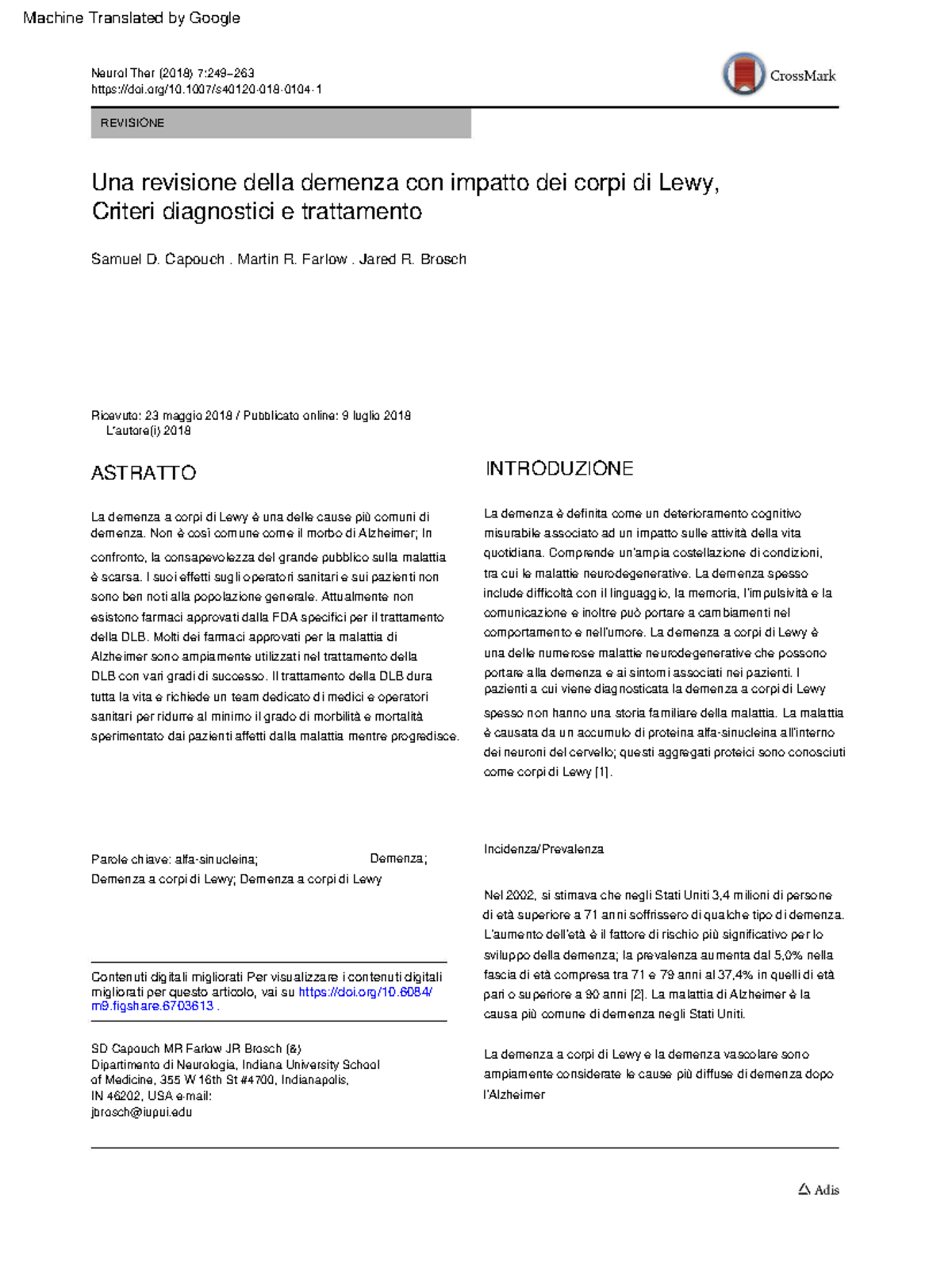 Testo 1 neuro - Elaborato - Una revisione della demenza con impatto dei ...