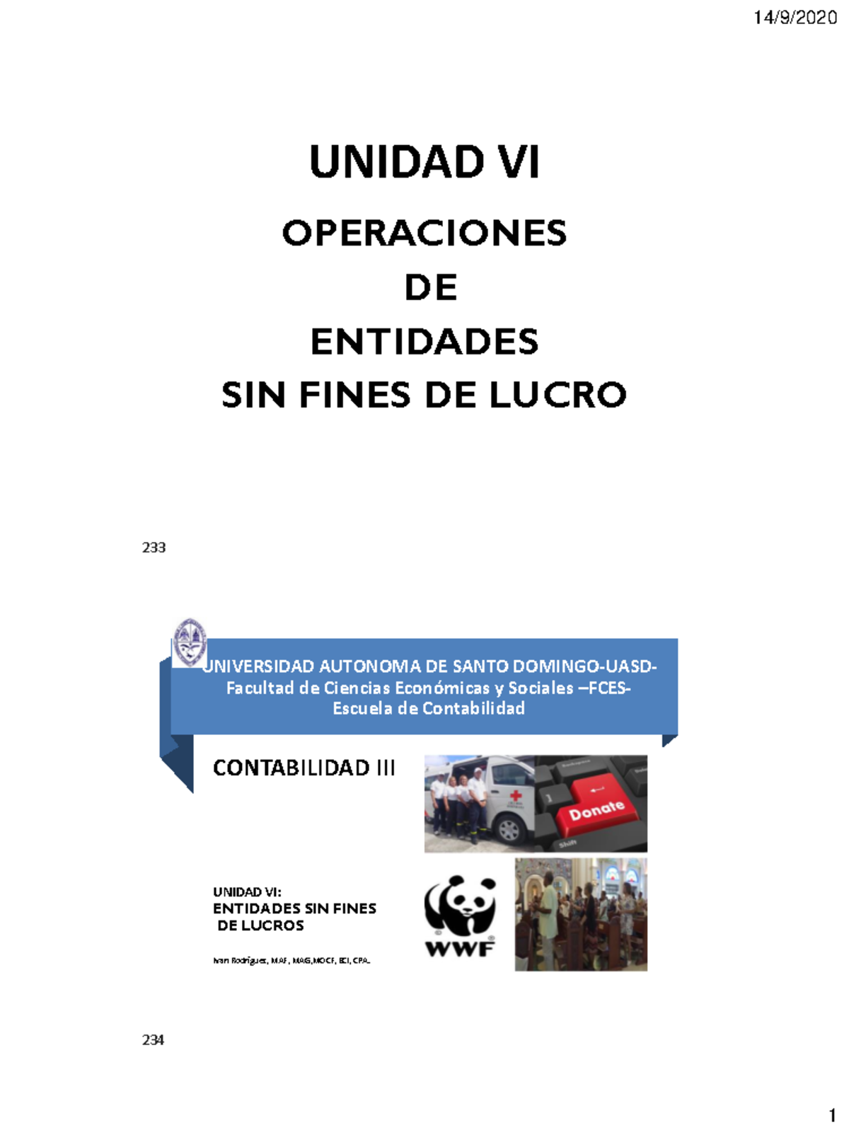 Unidad VI Entidades SIN Fines DE Lucros - UNIDAD VI OPERACIONES DE ENTIDADES SIN FINES DE LUCRO ...