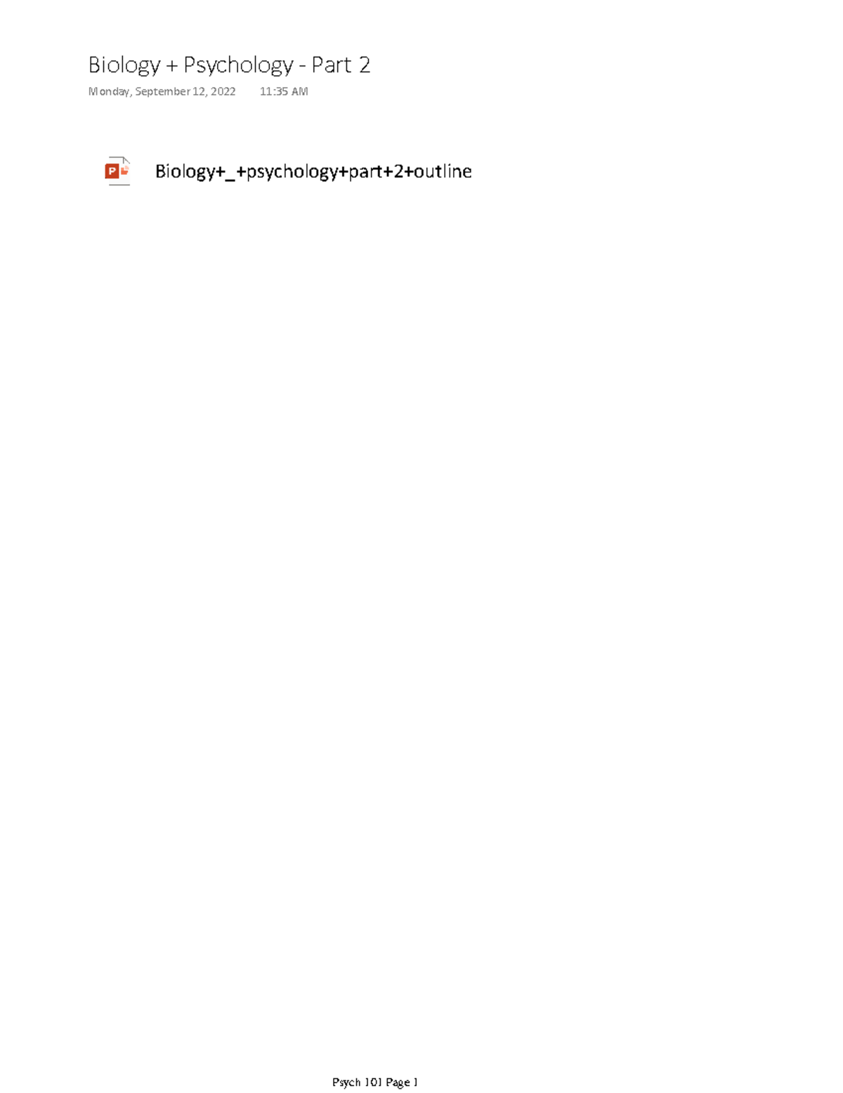 Biology + Psychology - Part 2 - Biology+_+psychology+part+2+outline ...