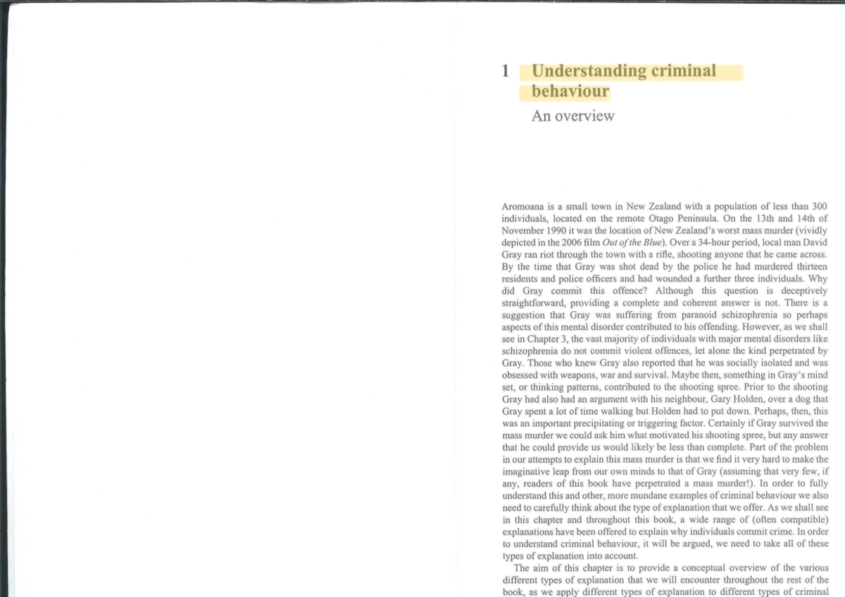 Durrant (2013 ) Understanding criminal behaviour - an overview - - Studocu