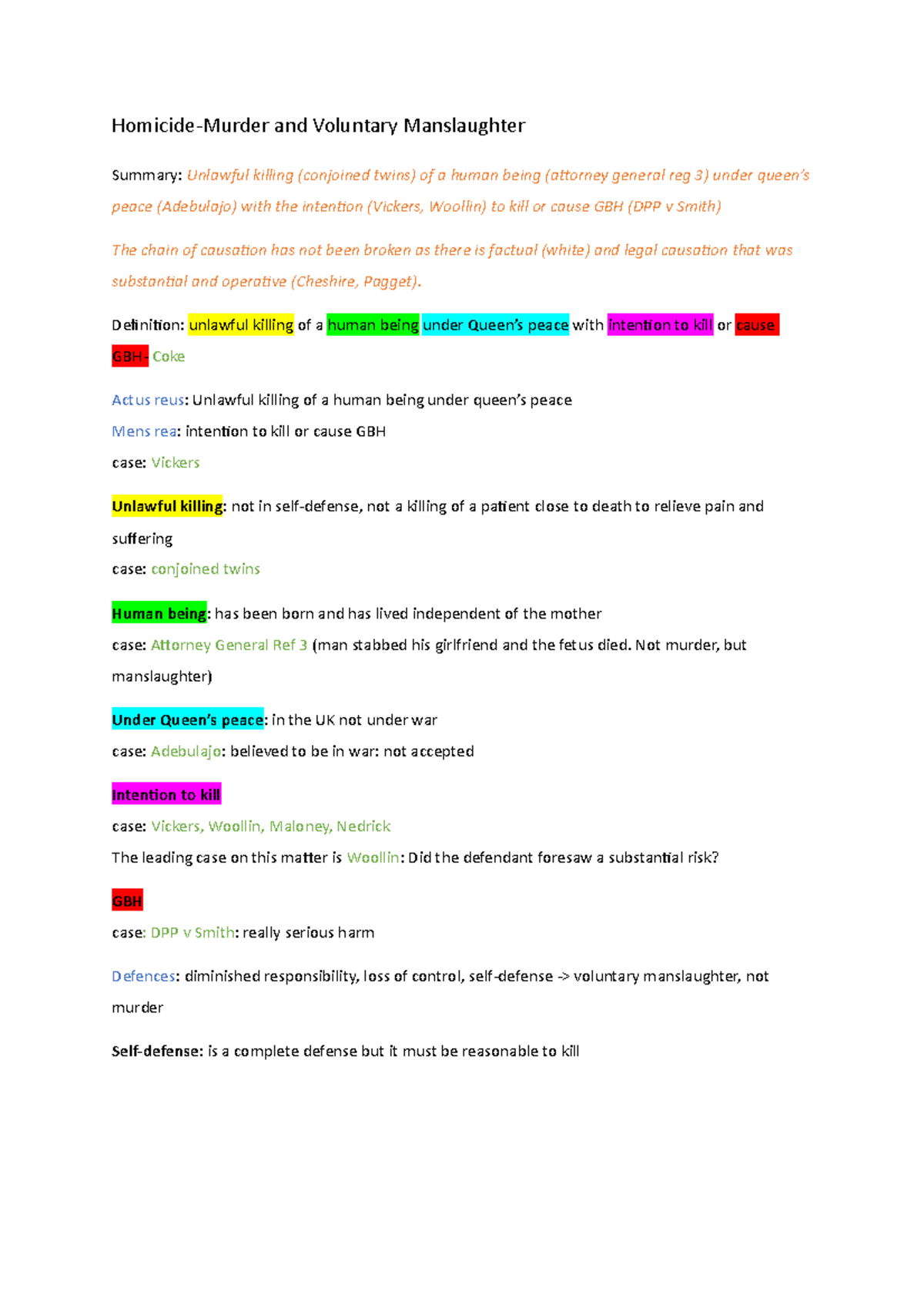 Homicide introduction - Homicide-Murder and Voluntary Manslaughter ...